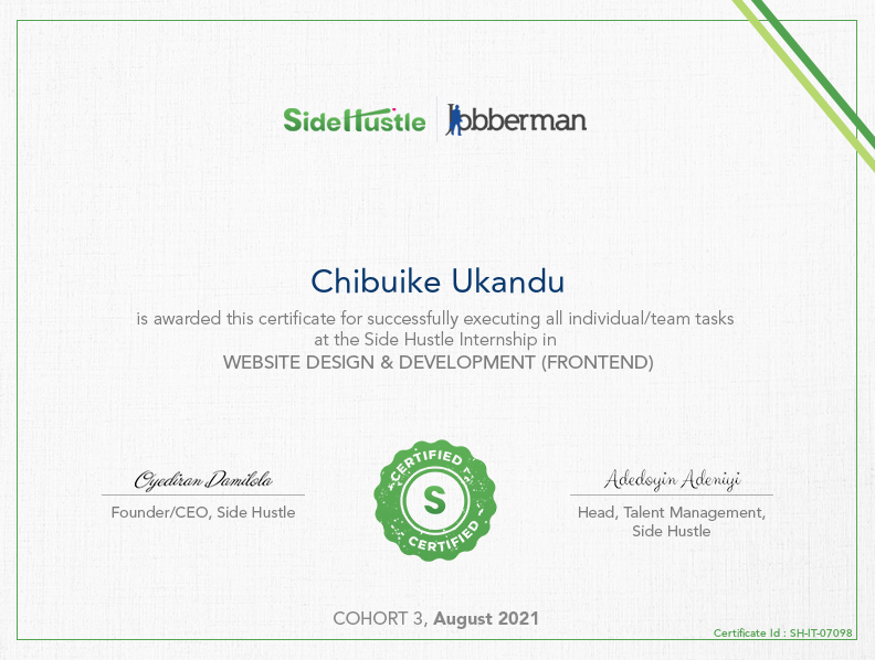 Chibuike Ukandu Codexjay Frontend Web Developer 
